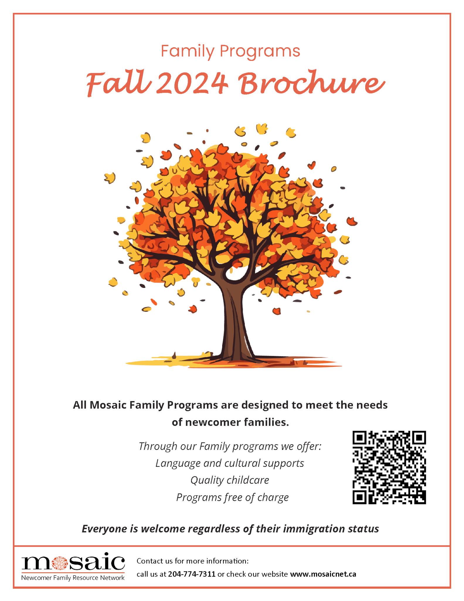 Mosaic Newcomer Family Resource Network Fall 2024 Family Programs
